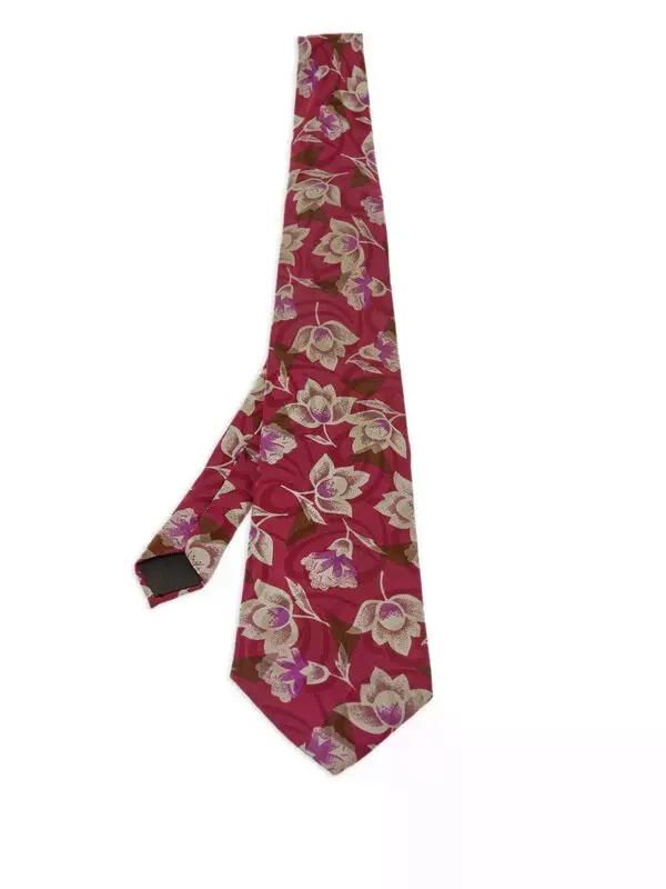 LANVIN Floral-print Silk Tie - Red