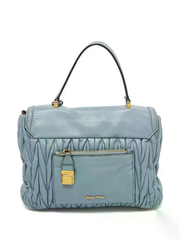 Miu Miu Matelassé Leather Cross Body Bag - Blue