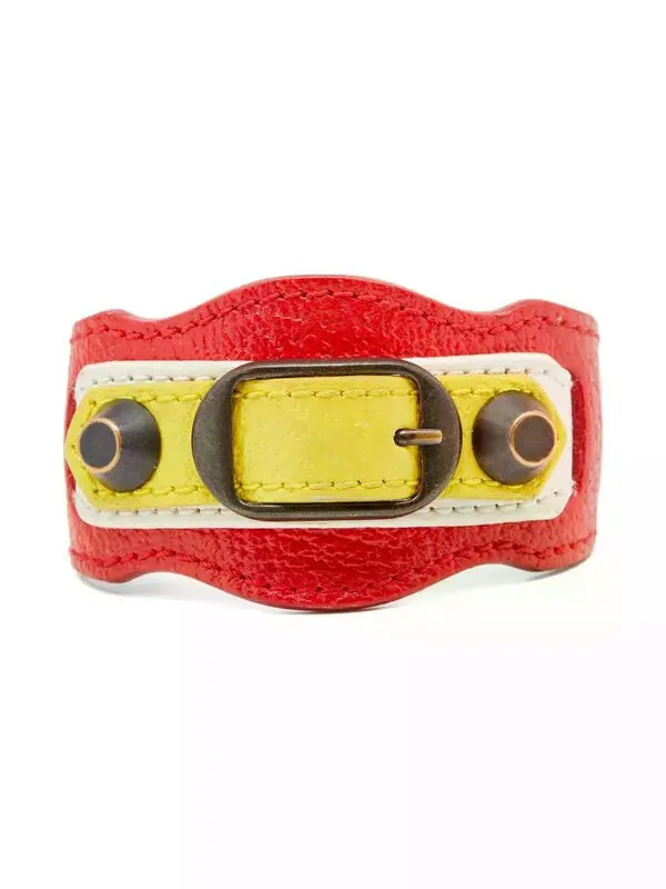 Balenciaga Leather Studded Bracelet - Red