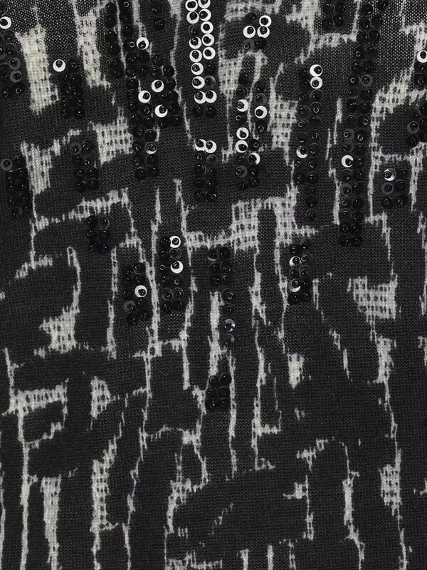 Marina Rinaldi Abstract Pattern Knit Scoop Neck Sweater With Sequin Embellishment