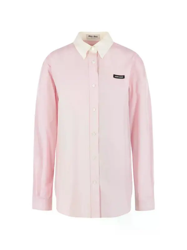 Miu Miu Poplin Shirt With Contrast Collar - Pink