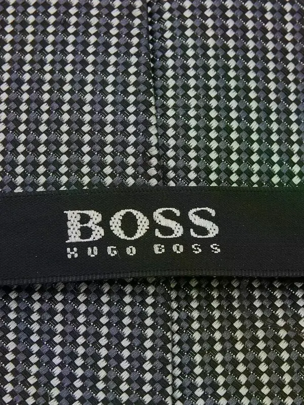 BOSS Geometric Patterned Neck Tie - Grey