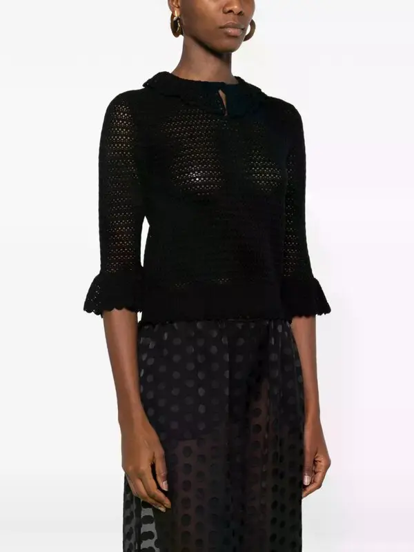 Chloé Crochet Knit Top With Scalloped Trim