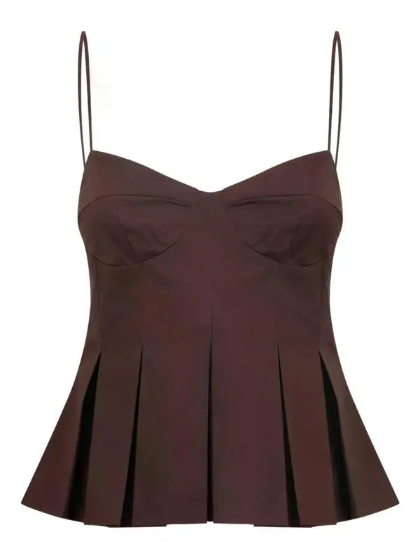 Clea Iris Pleat Top - Brown
