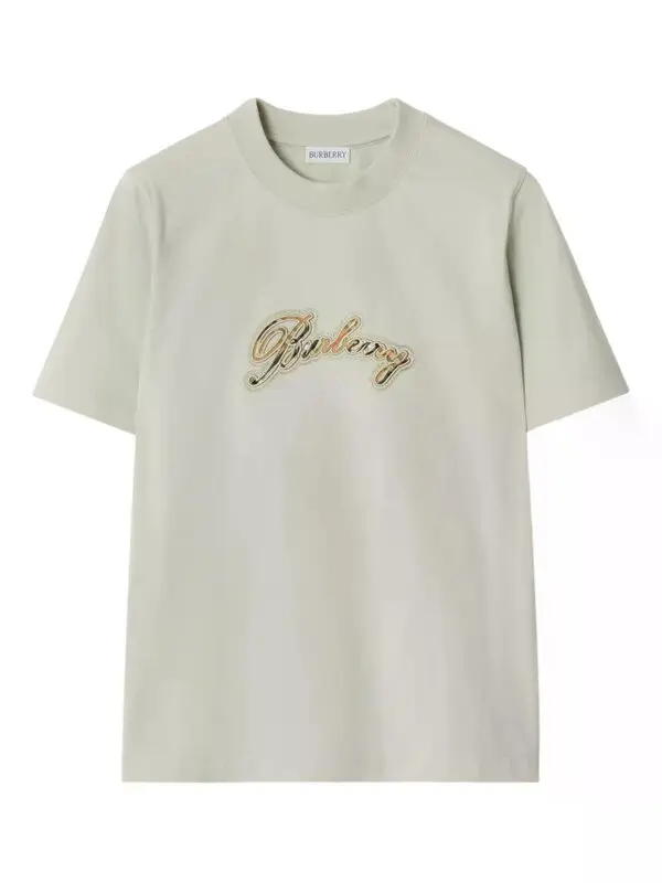 Burberry Cursive Logo Cotton T-shirt - Neutrals