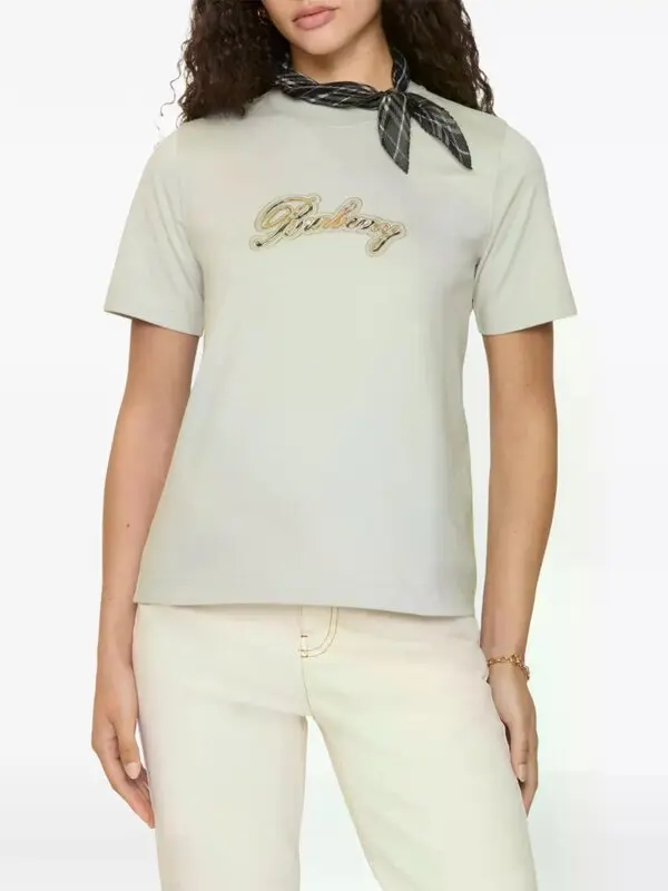 Burberry Cursive Logo Cotton T-shirt - Neutrals