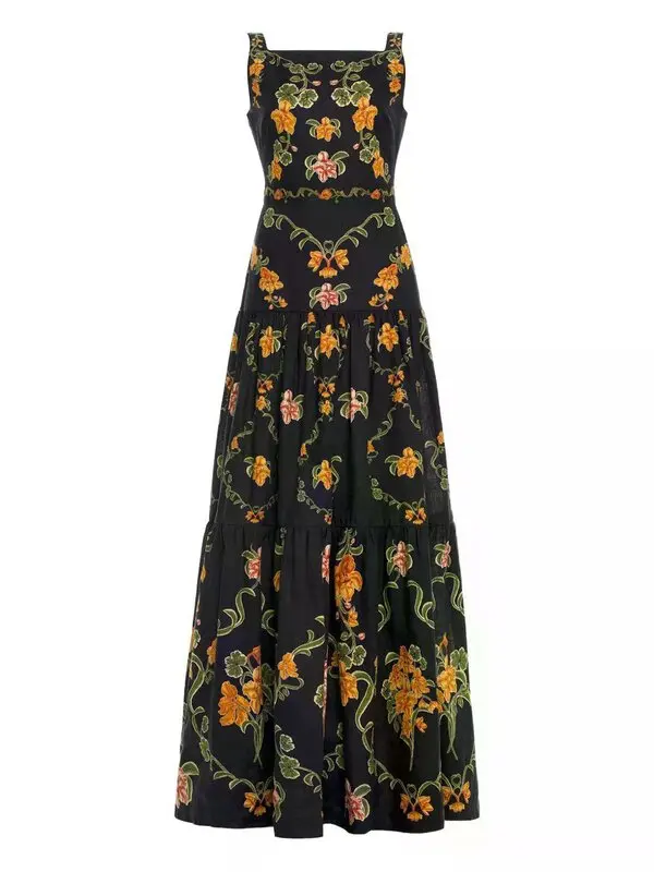Agua Bendita Abeja Cordillera Floral Maxi Dress - Black