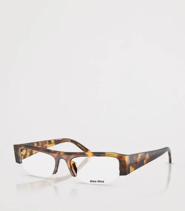 Miu Miu Acetate Vedette Rectangular Sunglasses - Brown