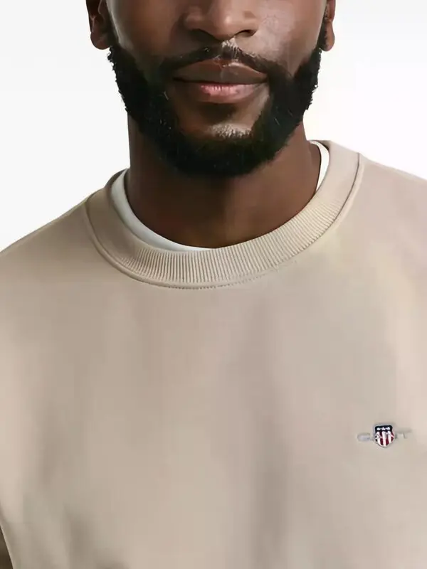 Gant Logo-embroidered Crew Neck Sweatshirt - Neutrals