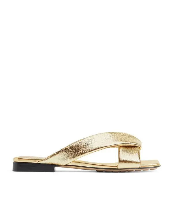 Bottega Veneta Metallic Leather Riva Mules - Silver