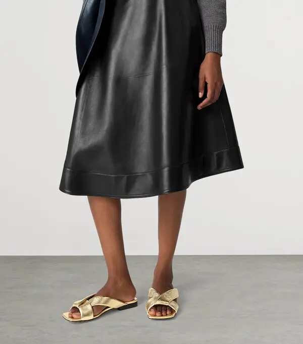 Bottega Veneta Metallic Leather Riva Mules - Silver