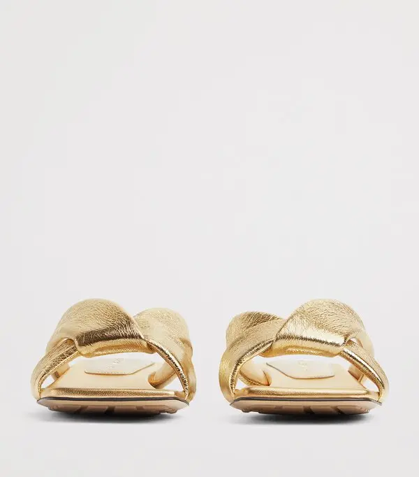Bottega Veneta Metallic Leather Riva Mules - Silver