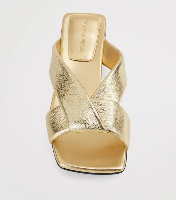 Bottega Veneta Metallic Leather Riva Mules - Silver