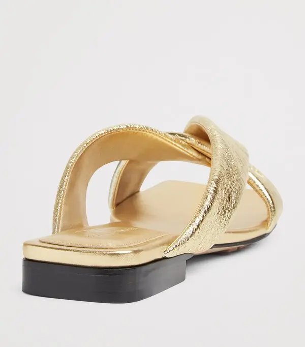 Bottega Veneta Metallic Leather Riva Mules - Silver