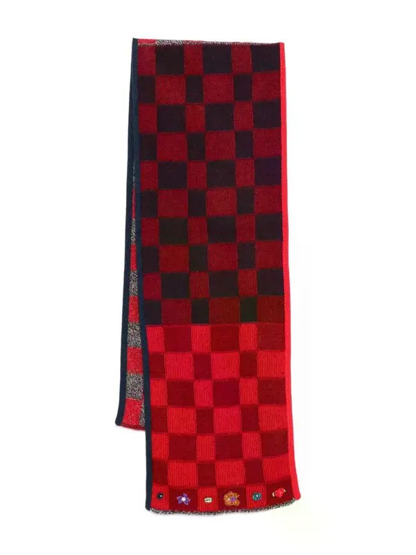 YANYAN Checked Scarf - Red