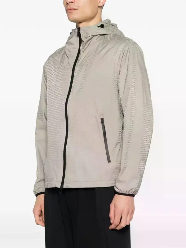 Emporio Armani Zip-up Hooded Jacket With Textured Finish