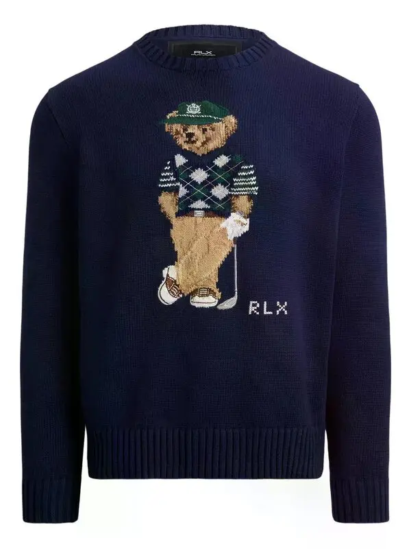 Rlx Ralph Lauren Navy Bear Motif Pullover - Blue