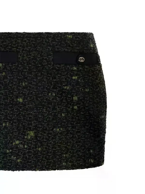 Gucci Textured Ribbon Detail Mini Skirt - Green