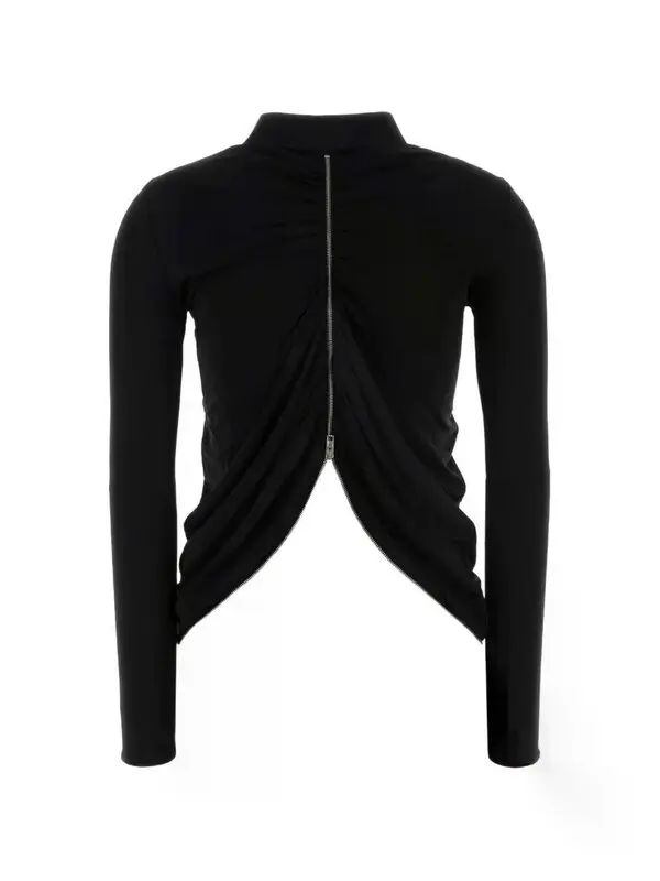 Alexander Wang Zip Front Draped Crepe Jersey Shirt