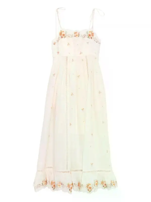 Zimmermann Patience Cami Floral Embroidered Midi Dress - Neutrals