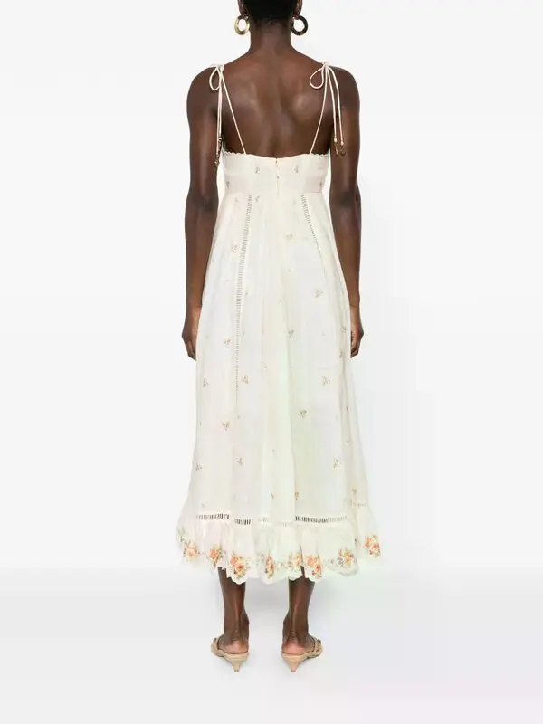 Zimmermann Patience Cami Floral Embroidered Midi Dress - Neutrals