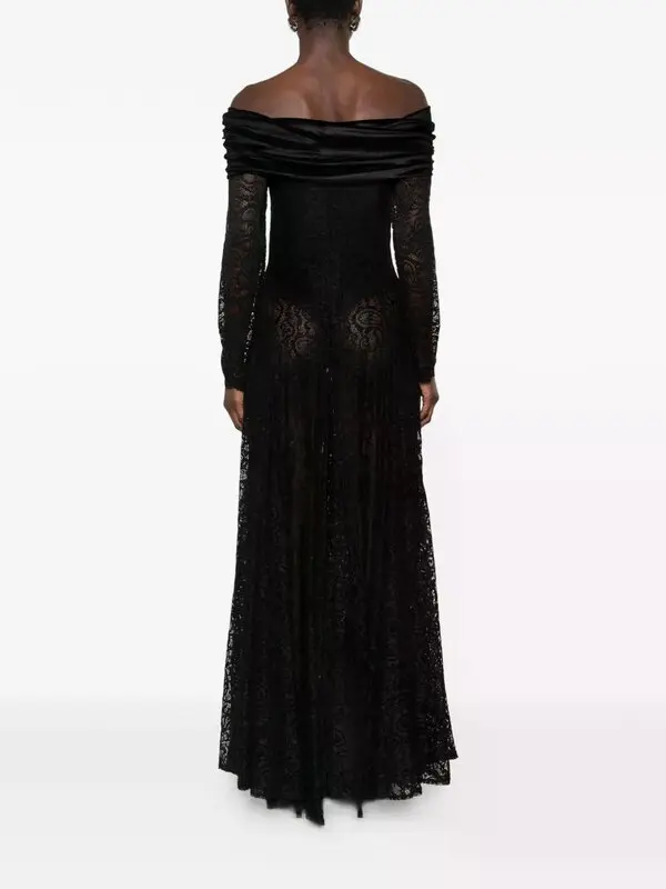 MIAU BY CLARA ROTESCU Lace Gown With Velvet Trim