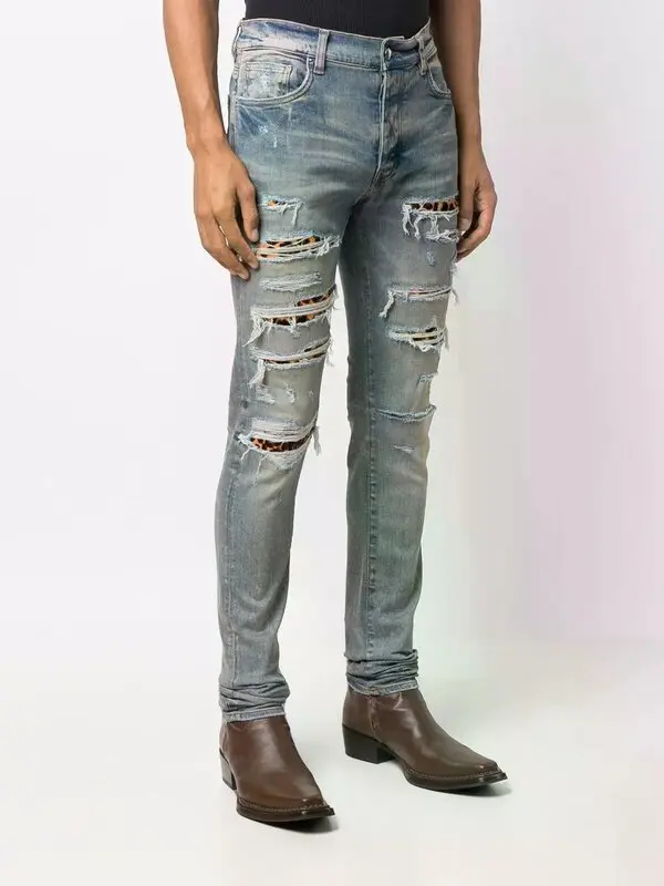 Amiri Ripped-detail Jeans - Blue