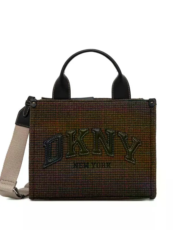 Dkny Check Appliqué Tote Bag - Brown