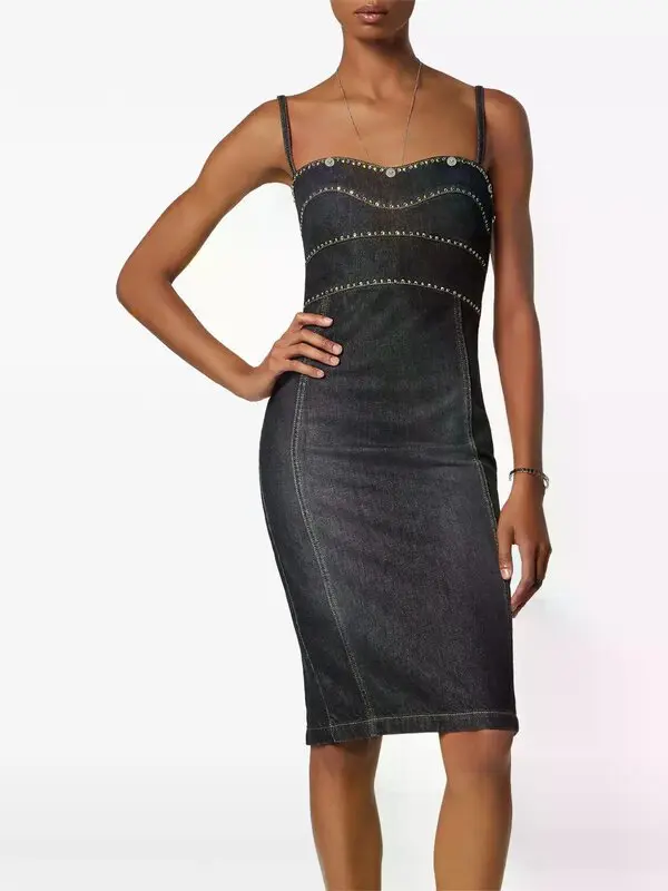 Versace Embellished Denim Dress
