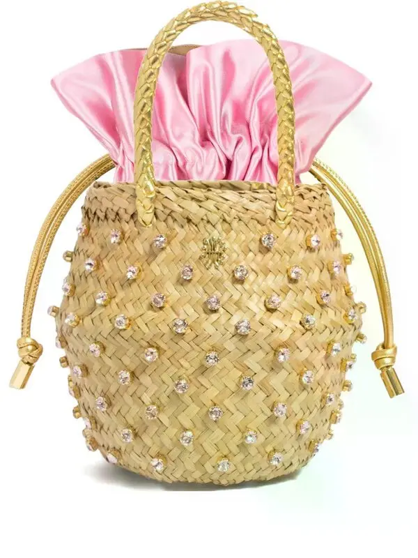 LE NINE Mini Nina Crystal-embellishment Bucket Bag - Neutrals