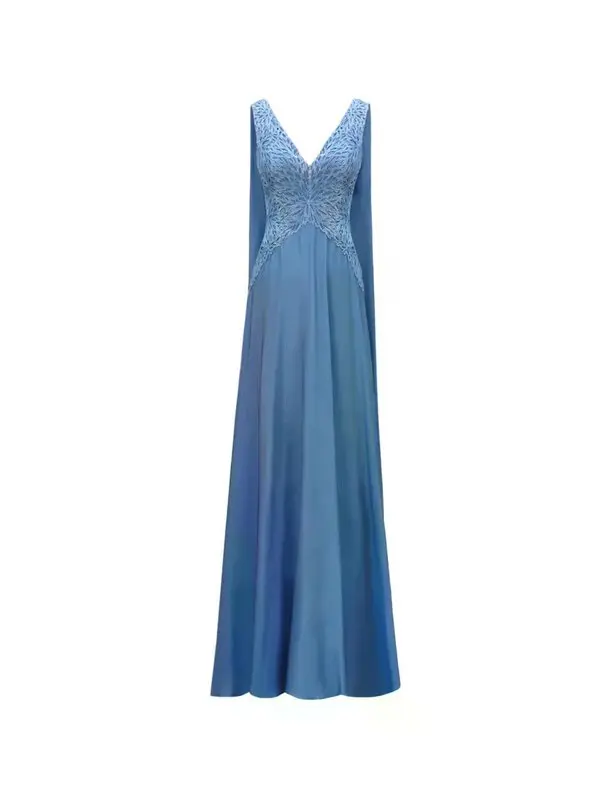 GEMY MAALOUF Beaded Corset Cape Gown