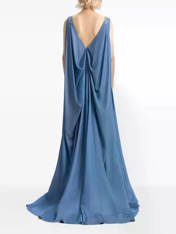 GEMY MAALOUF Beaded Corset Cape Gown
