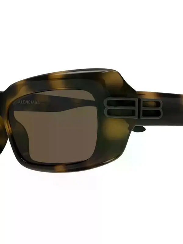 Balenciaga Rectangle Frame Logo Detail Sunglasses - Brown