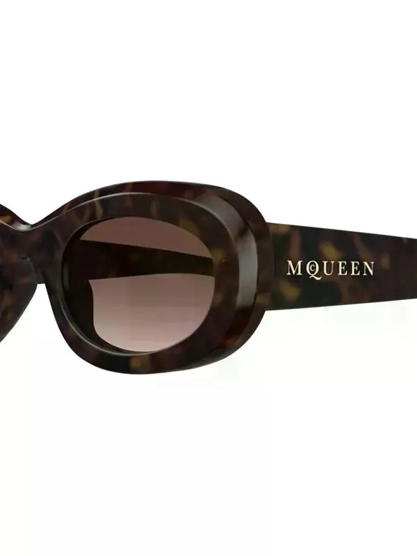 Alexander McQueen Oval Frame Sunglasses - Brown