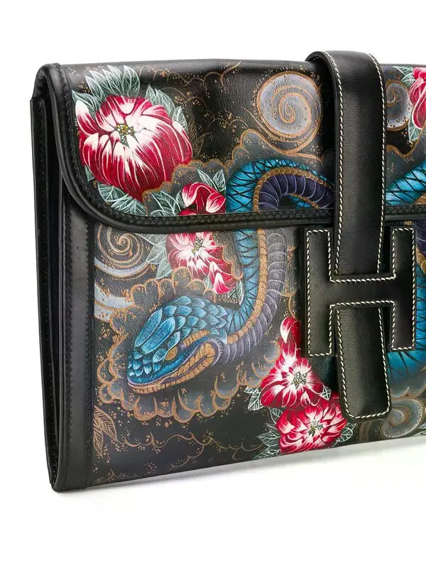 Hermès 1991 Jige Printed Clutch