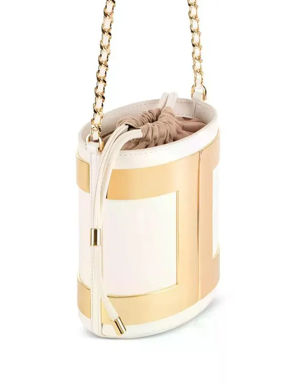 Elisabetta Franchi Logo Bucket Bag - Neutrals