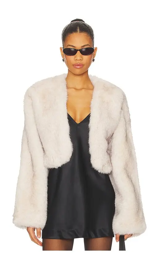LOVERS AND FRIENDS Cropped Faux Fur Coat - Tan
