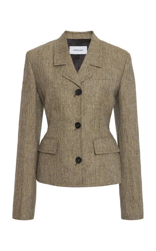 FERRAGAMO Tailored Linen Single-breasted Blazer - Multi