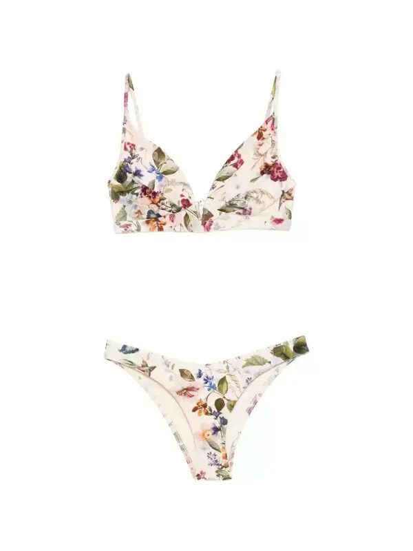 Zimmermann Patience Tuck Plunge Bikini - Neutrals