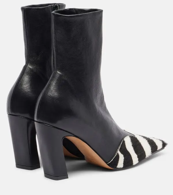 Khaite Nevada 85 Calf Hair And Leather Ankle Boots