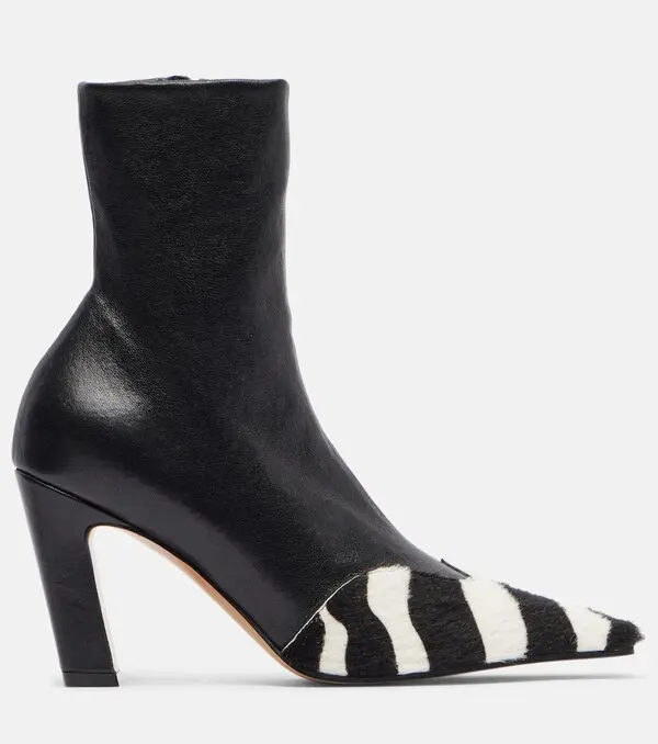 Khaite Nevada 85 Calf Hair And Leather Ankle Boots