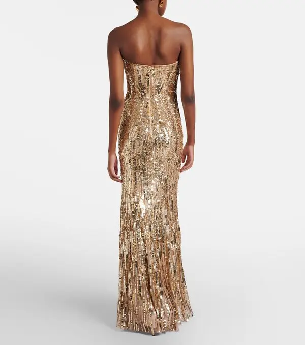 Jenny Packham Euphoria Sequined Gown - Gold