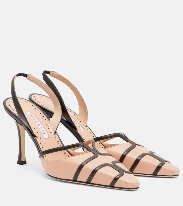 Manolo Blahnik Sarto 90 Leather Slingback Pumps - Pink
