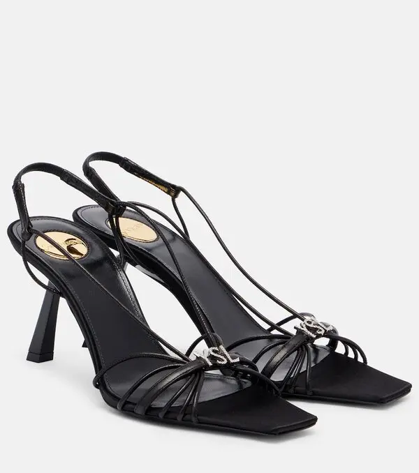 Saint Laurent Jerry Leather Slingback Sandals - Black