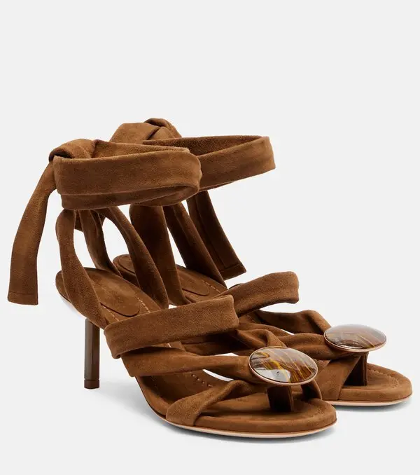 Christopher Esber Embellished Suede Sandals - Beige