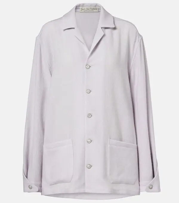 GOD'S TRUE CASHMERE Affirmations Cashmere Pajama Shirt - Silver