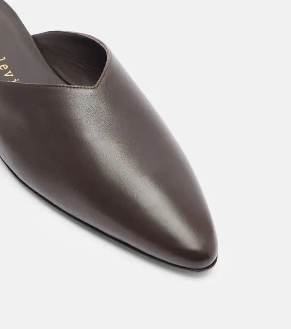 HERBERT LEVINE Homebody Almond Toe Leather Mules - Brown