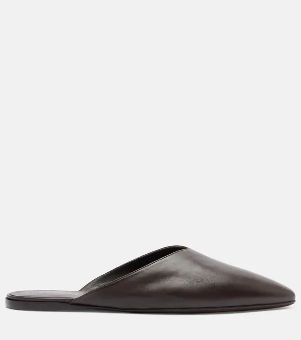HERBERT LEVINE Homebody Almond Toe Leather Mules - Brown