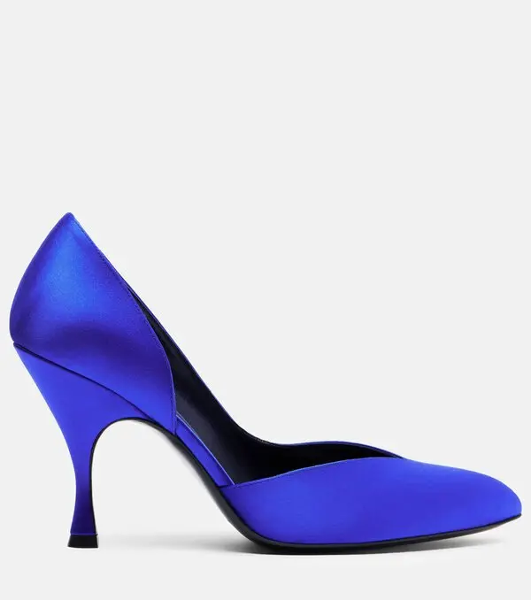 HERBERT LEVINE Cobalt Satin Pointed Toe High Heel Pumps