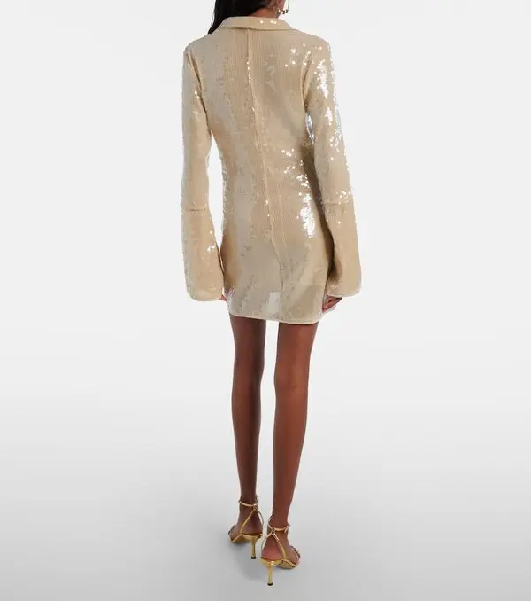 Oseree Sequined Mini Dress - Beige